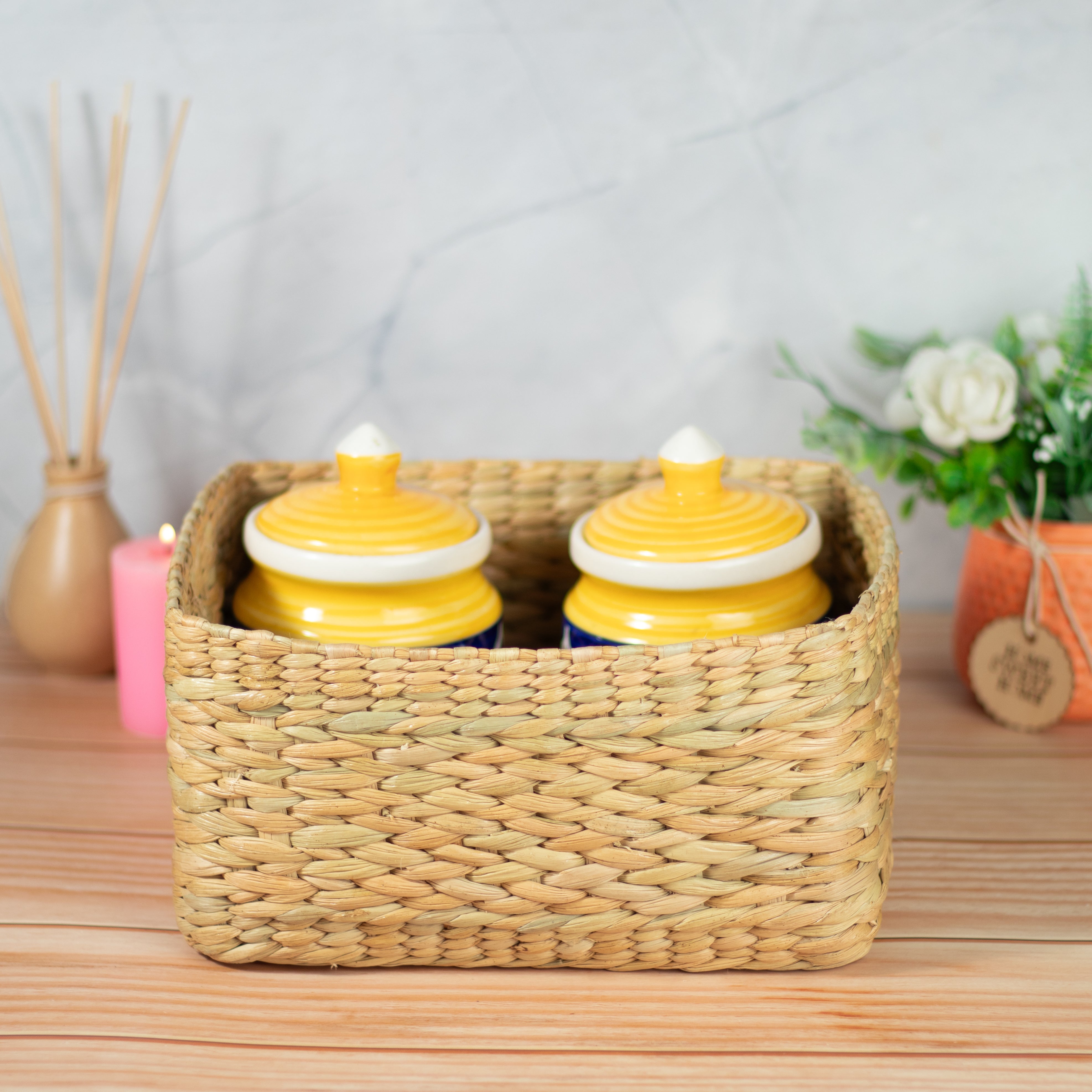 Natural Kauna Grass Multipurpose Storage Organizer (10*8*5 Inches ...